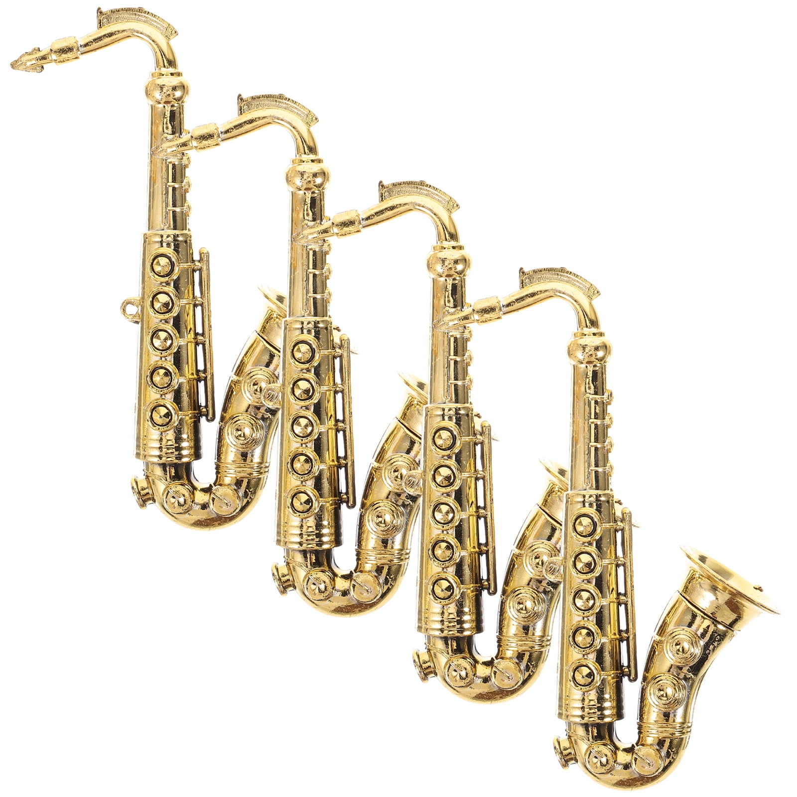 Zehuanyu 4 pcs Plastic Artificial Saxophone Model Golden Fake Saxophone Model DIY Crafts ...