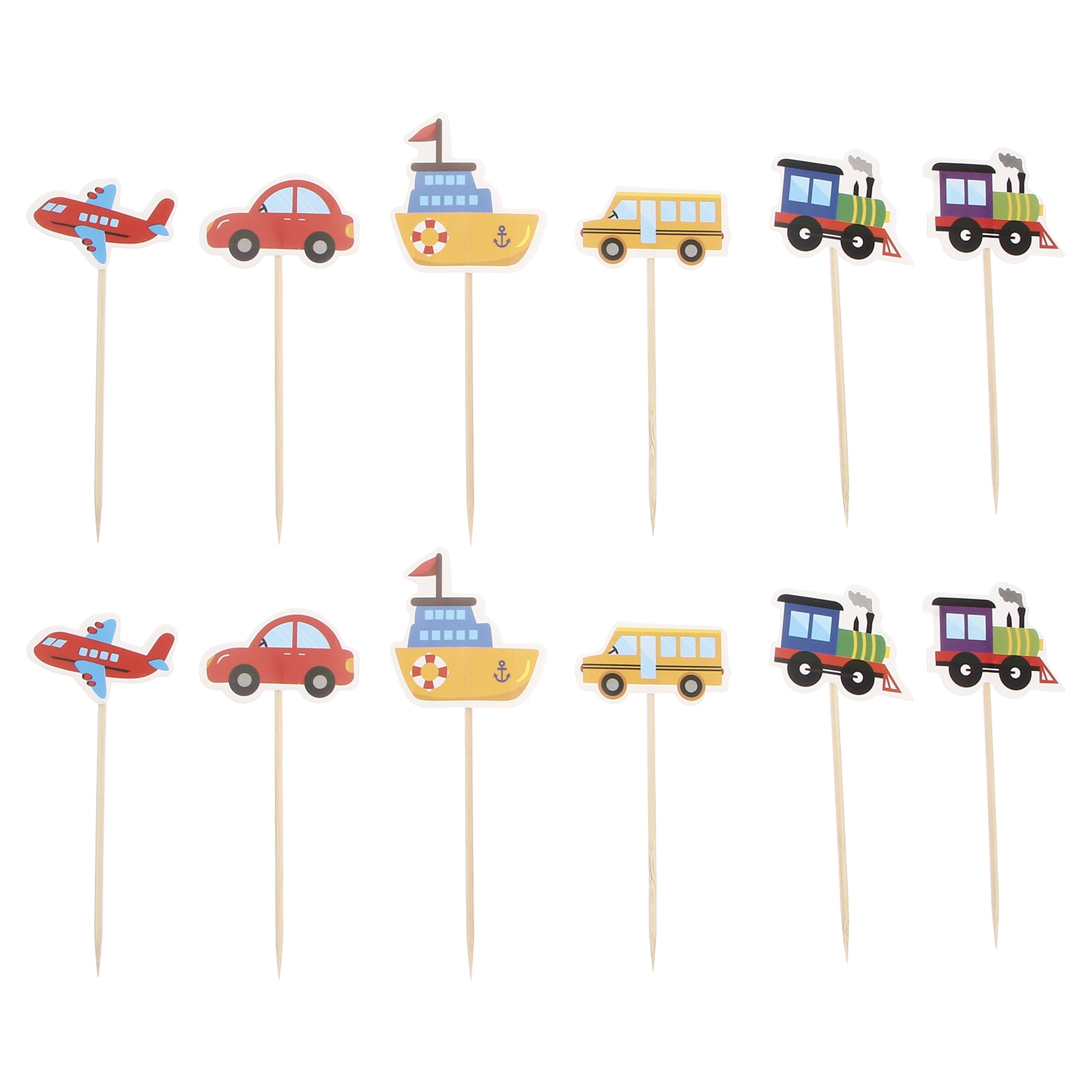 Zehuanyu 40 Pieces Cartoon Car Shaped Paper Cake Toppers Cake ...