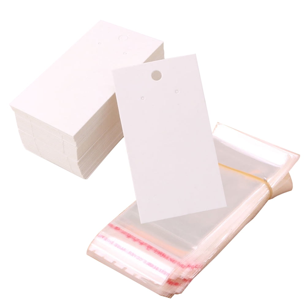 HEMOTON Durable White Earring Cards with Self Adhesive Bags for Storage ...