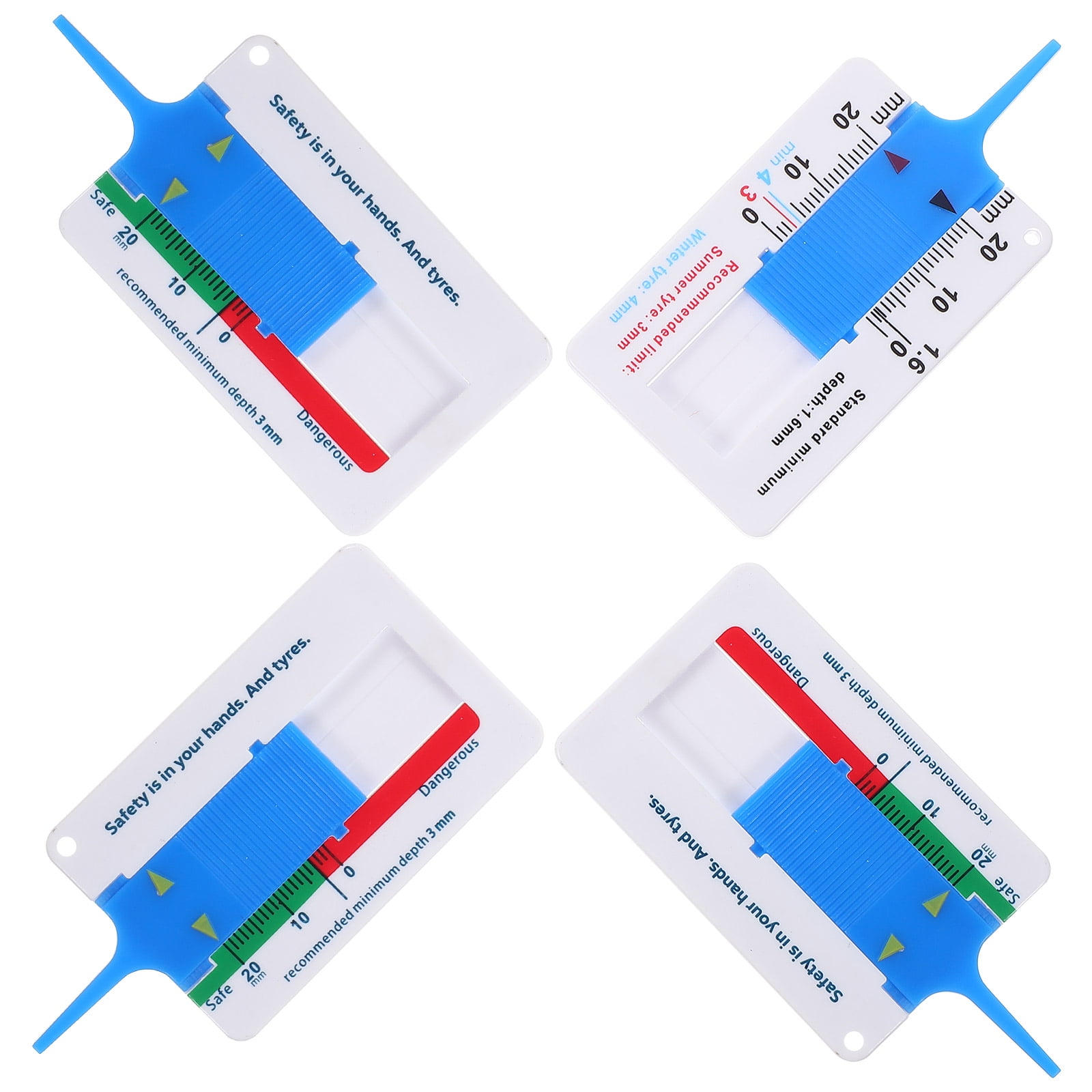 Zehuanyu 4Pcs High Precision Portable Tread Pattern Depth Gauge Height ...