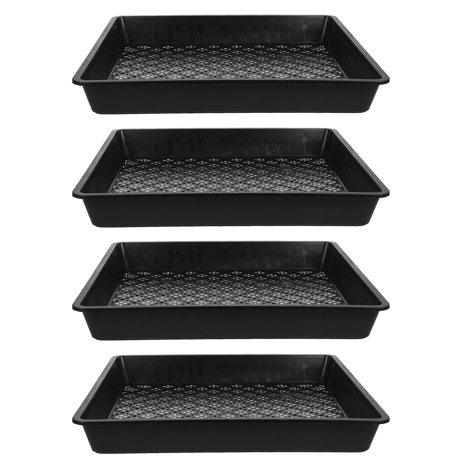 4pcs Starter Trays with Fine Mesh, Black PP Plastic, Ideal for Kitchen ...