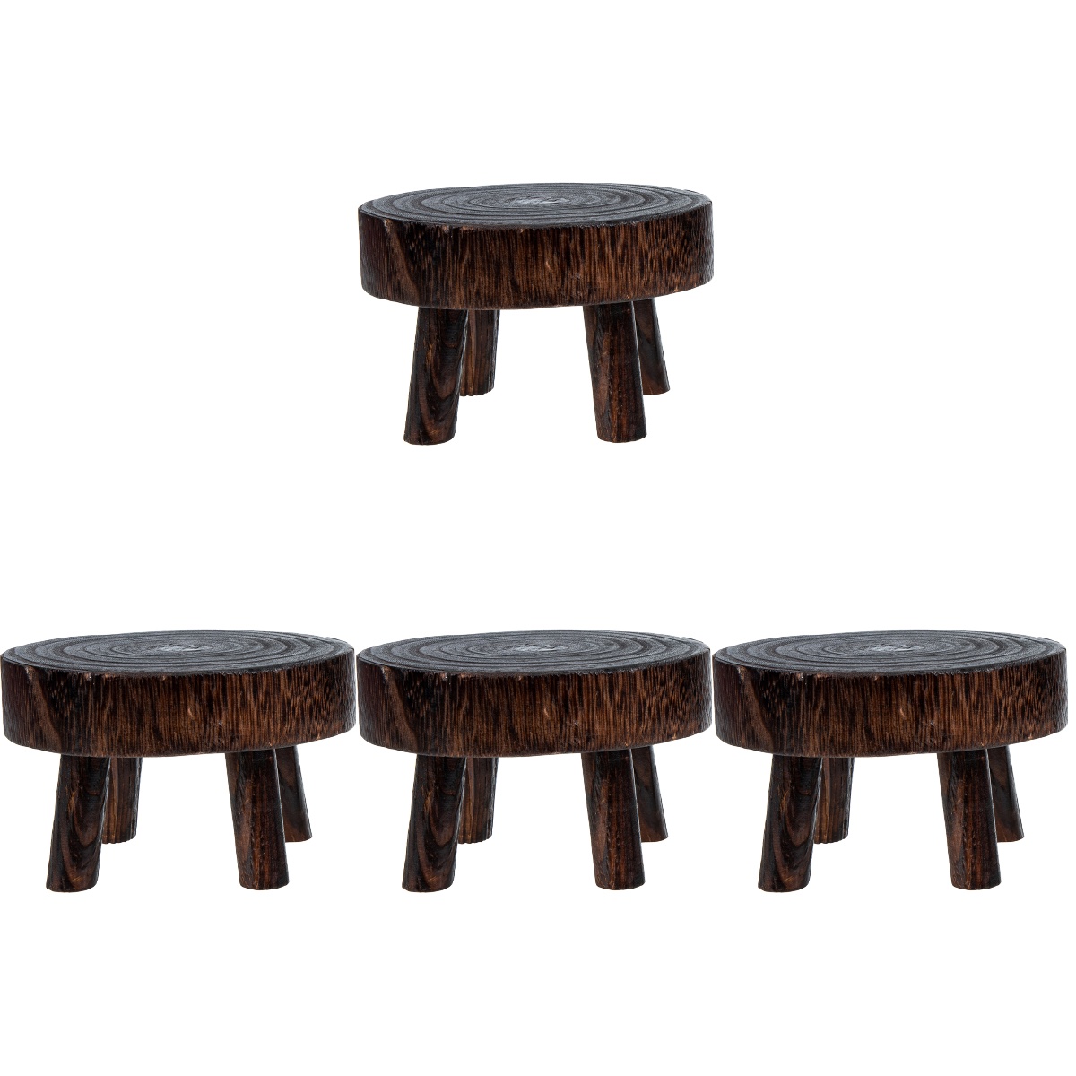 Zehuanyu 4pcs Wood Plant Riser Stand Round Stool Bonsai Holder Potted ...