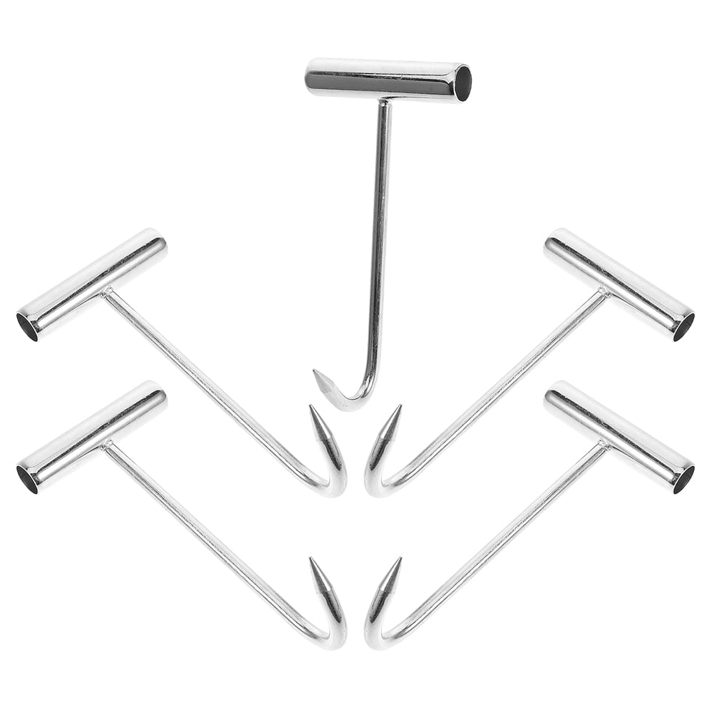 5pcs Stainless Steel T Handle Meat Hooks for Hanging and Lifting Meat ...