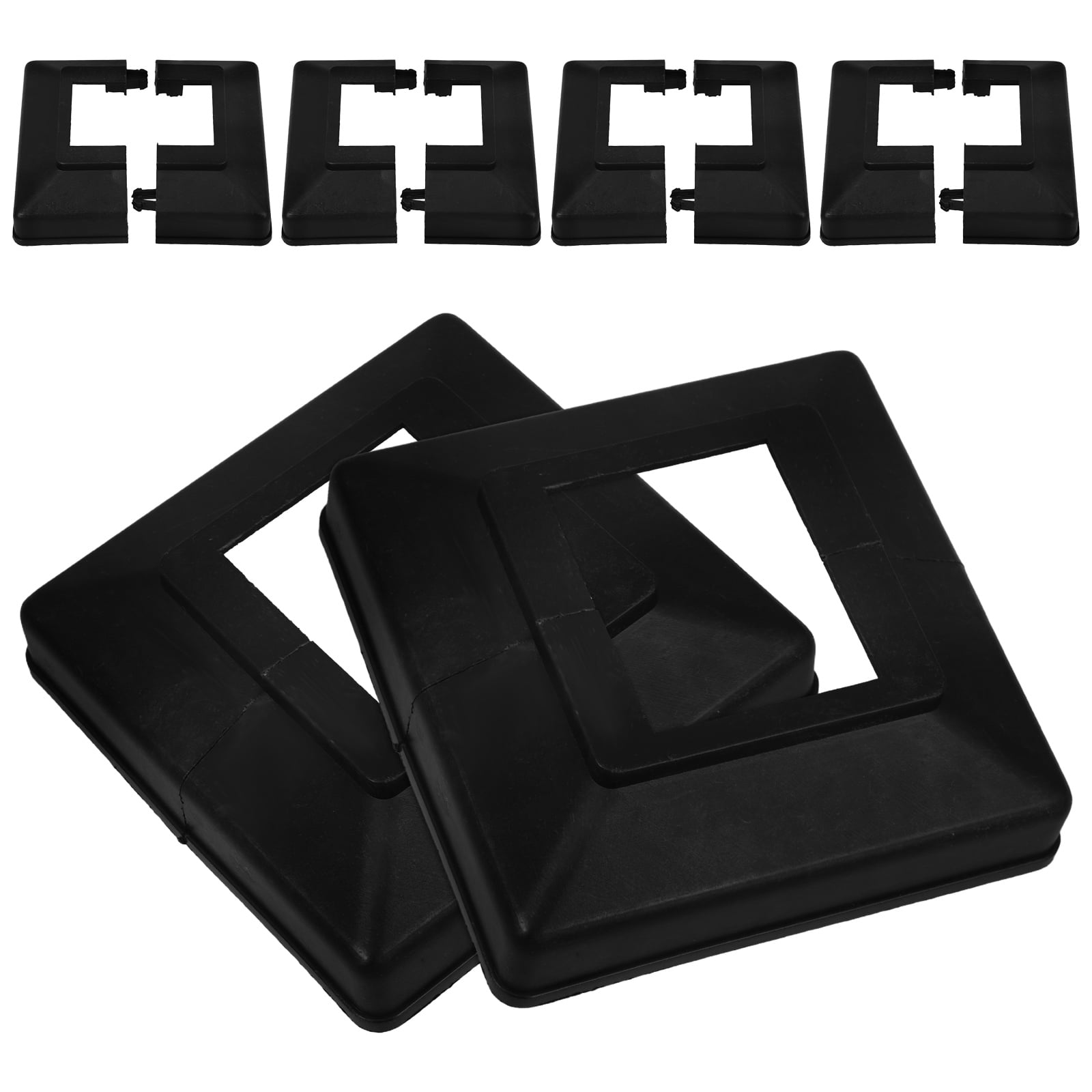 Hytrove Deck Railing Post Base Cover Black Plastic 6Pcs Square Sleek ...