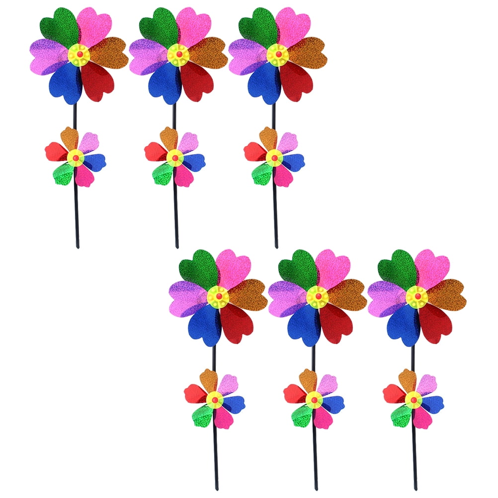 Zehuanyu 6 Pcs Sequin Petal Pinwheel Toy Windmill Garden Decor Windsock ...