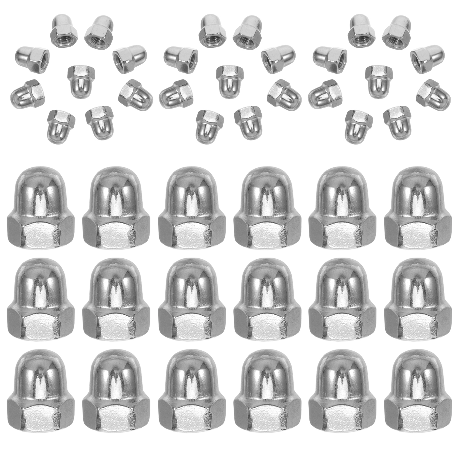 60pcs Stainless Steel Hexagon Cap Nuts Round Ball Head Acorn Dome Cap ...