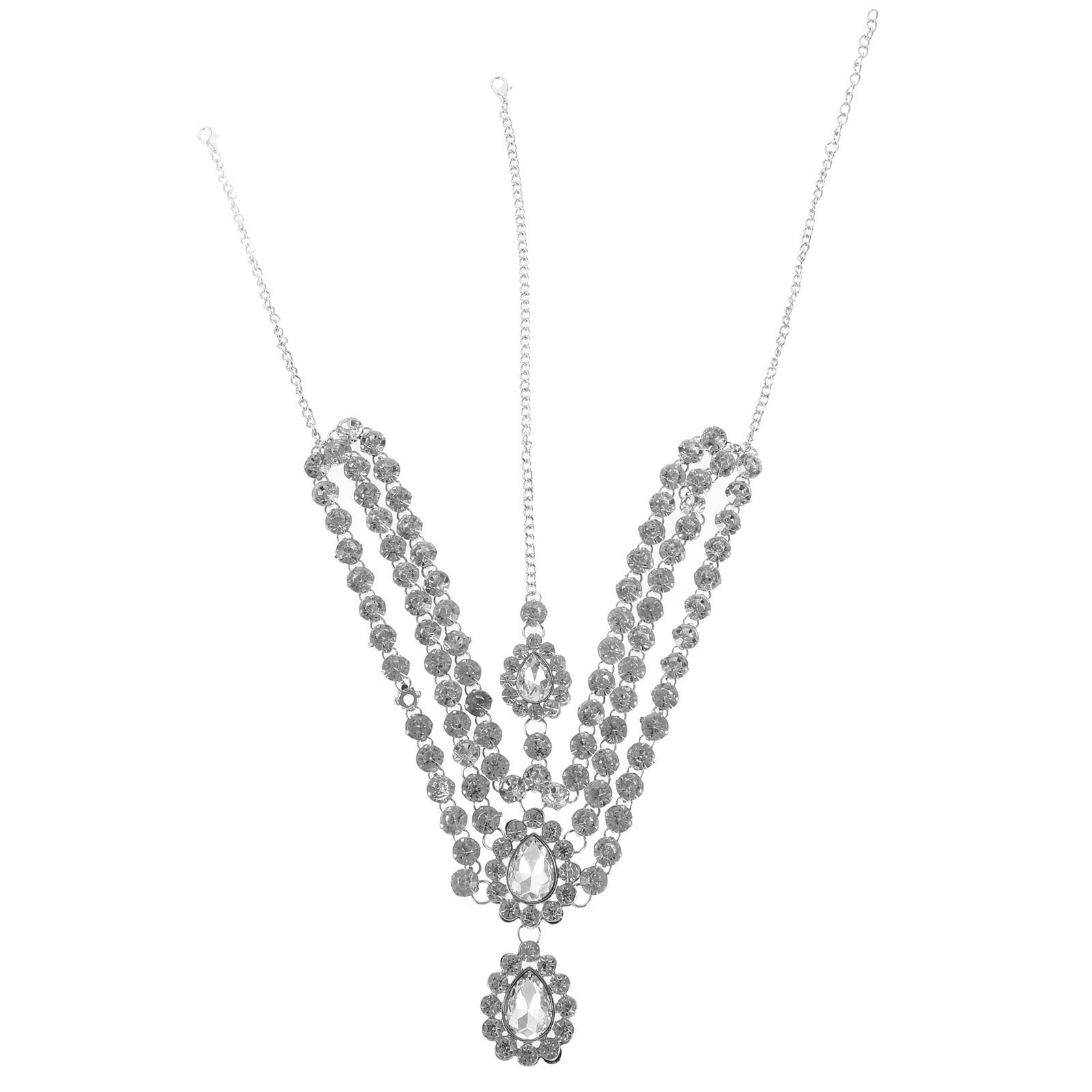 Zehuanyu Bridal Womens Rhinestone Head Chain Silver Hair Toppers Miss ...