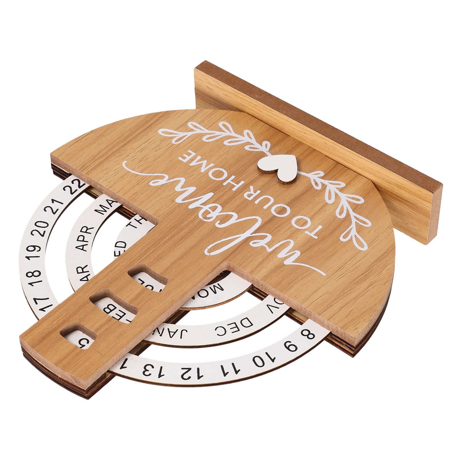 HEMOTON Perpetual Desk Calendar Multi Color Wooden Circle Frame Manual ...
