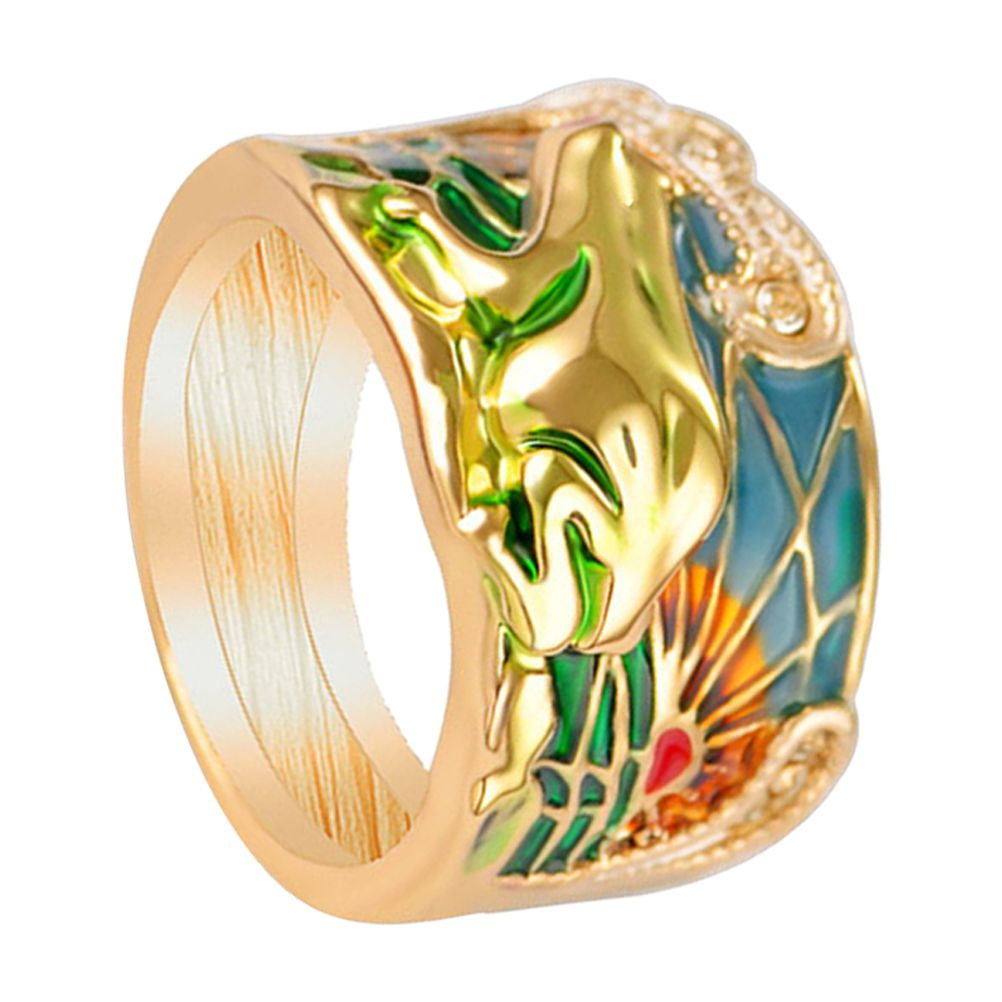 Zehuanyu Epoxy Finger Ring Golden Ring Lotus Pond Ring Metal Finger ...
