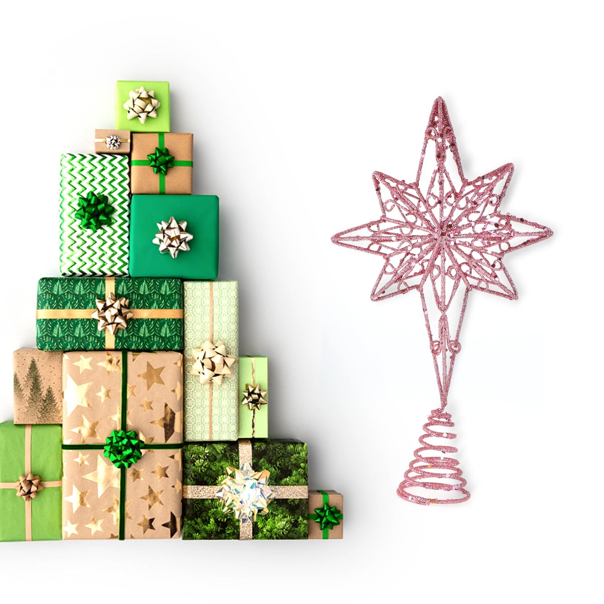 Zehuanyu Lights Fairy Christmas Octagon Tree Top Star Treetop Decor ...