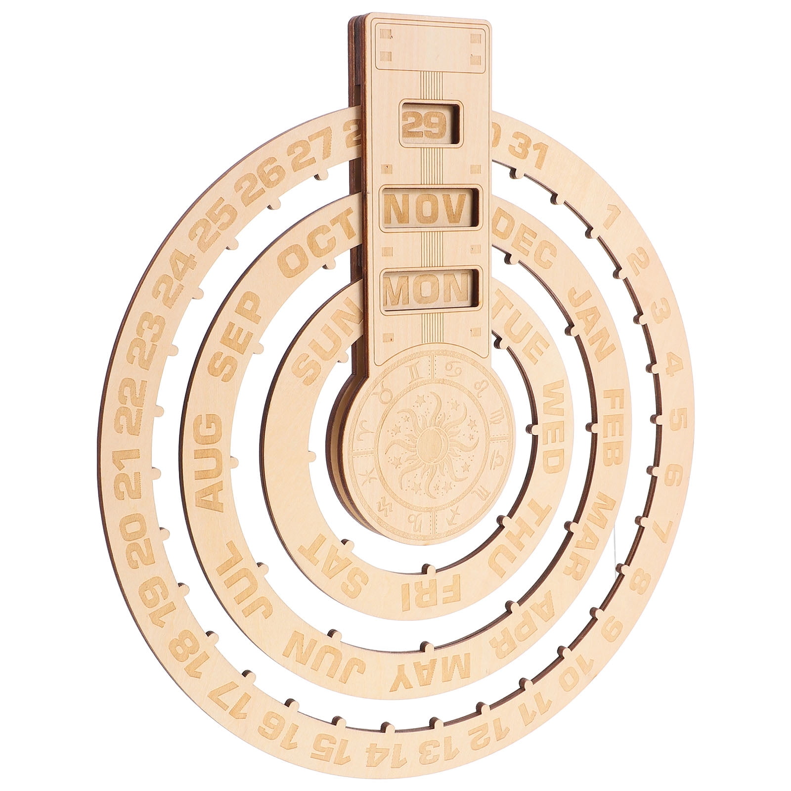 Zehuanyu Manual Rotating Calendar Wooden Perpetual Circular Desk Office ...