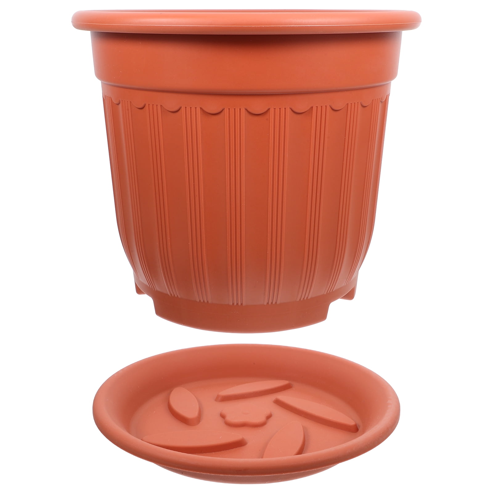RENACLIPY Durable Red Plastic Flower Pot with Tray for Succulent and ...