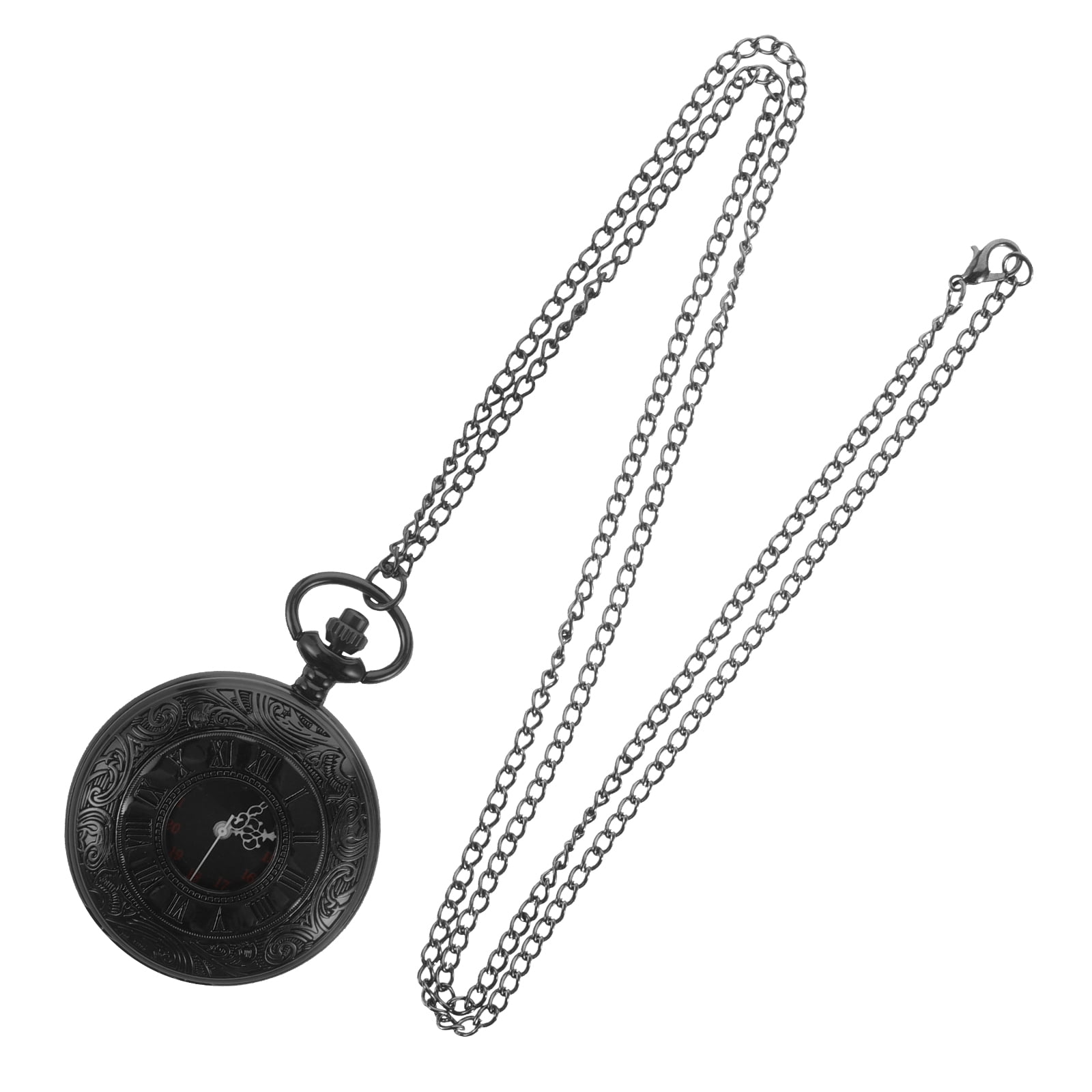 Zehuanyu Roman Scale Pocket Watch Keychain Watches for Men Men's Black ...