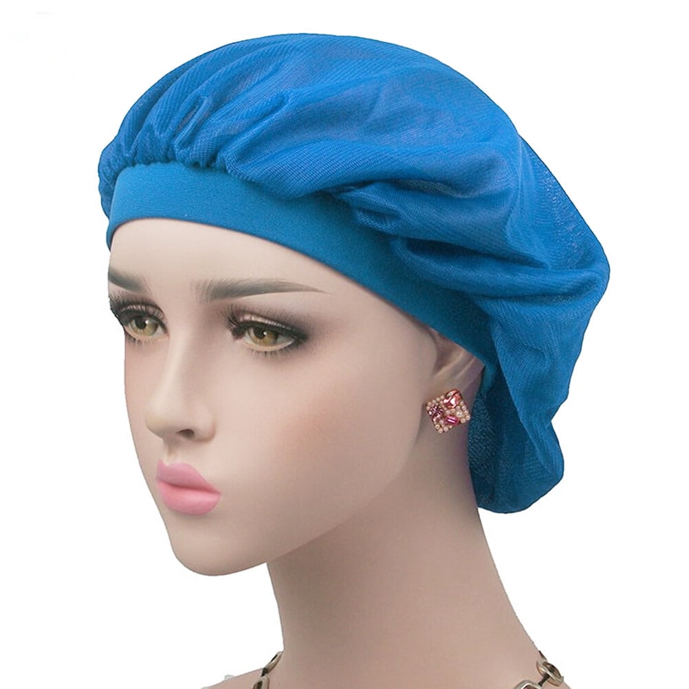 Zehuanyu Silk Bonnet for Curly Hair Hats Women Chemo Sleep Cap Blue ...