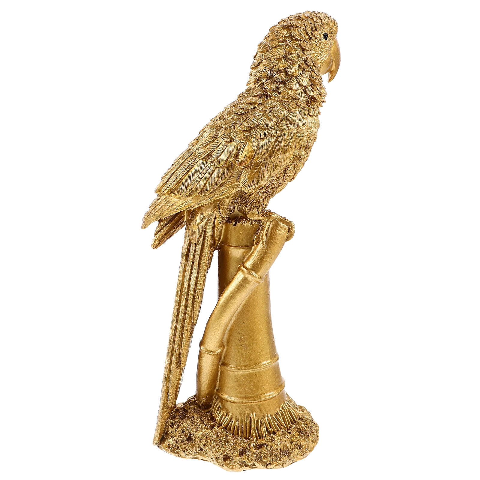 Zehuanyu Simulation Golden Parrot Ornament Desktop Resin Bird Statue ...
