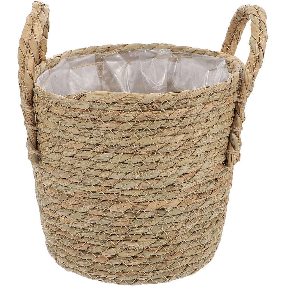 Zehuanyu Straw Weaving Flower Pot Waterproof Lining Hand-woven Basket ...