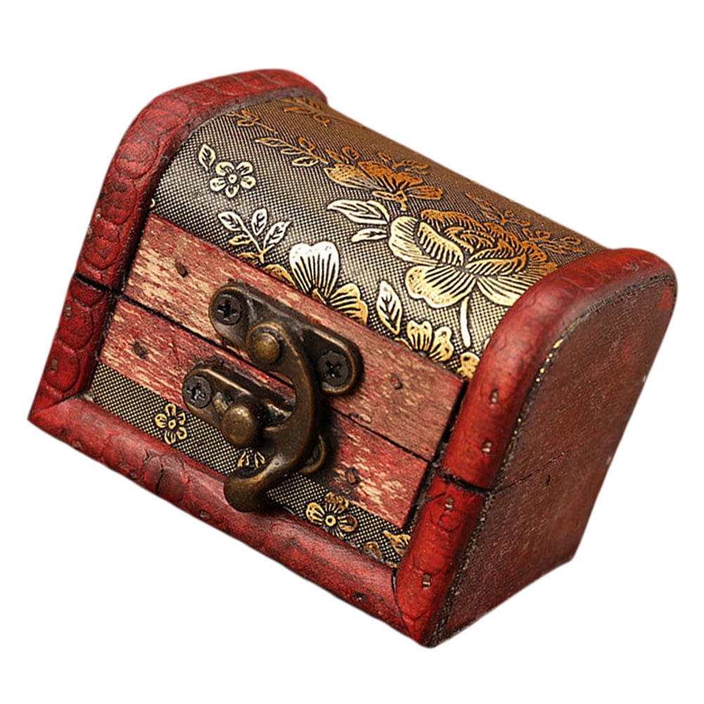 Zehuanyu Wooden Jewelry Box Boxes Lid Treasure Chest Retro Decor for ...