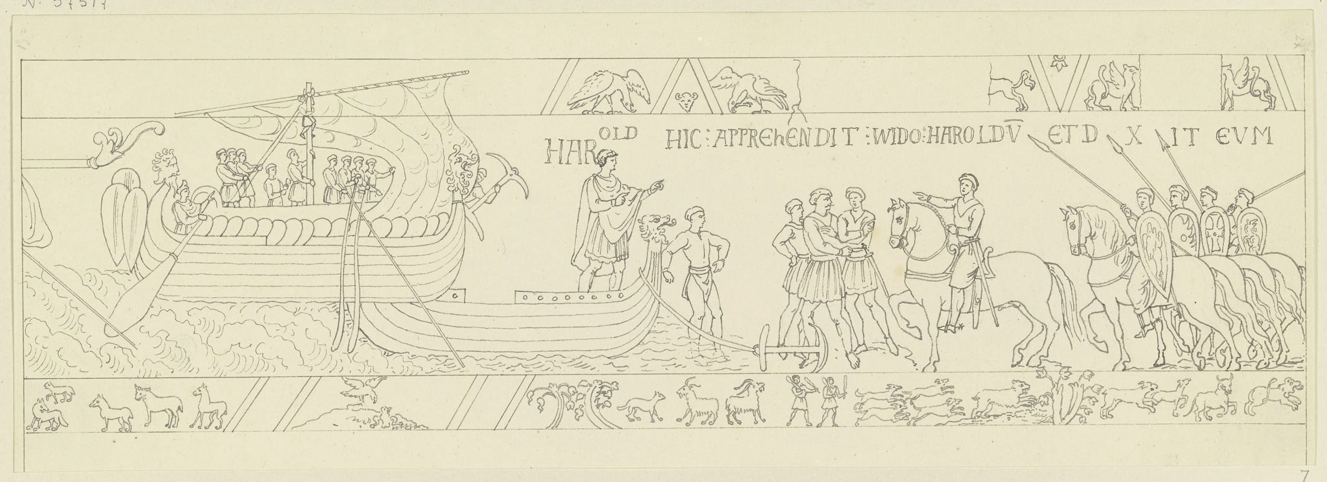 Zeichnung nach dem Bildteppich von Bayeux Poster Print by Ferdinand ...