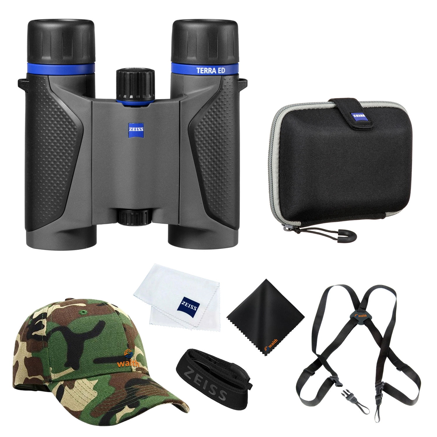 Zeiss 10x25 Terra ED Pocket Binoculars For Bird Watching (Grey) with ...