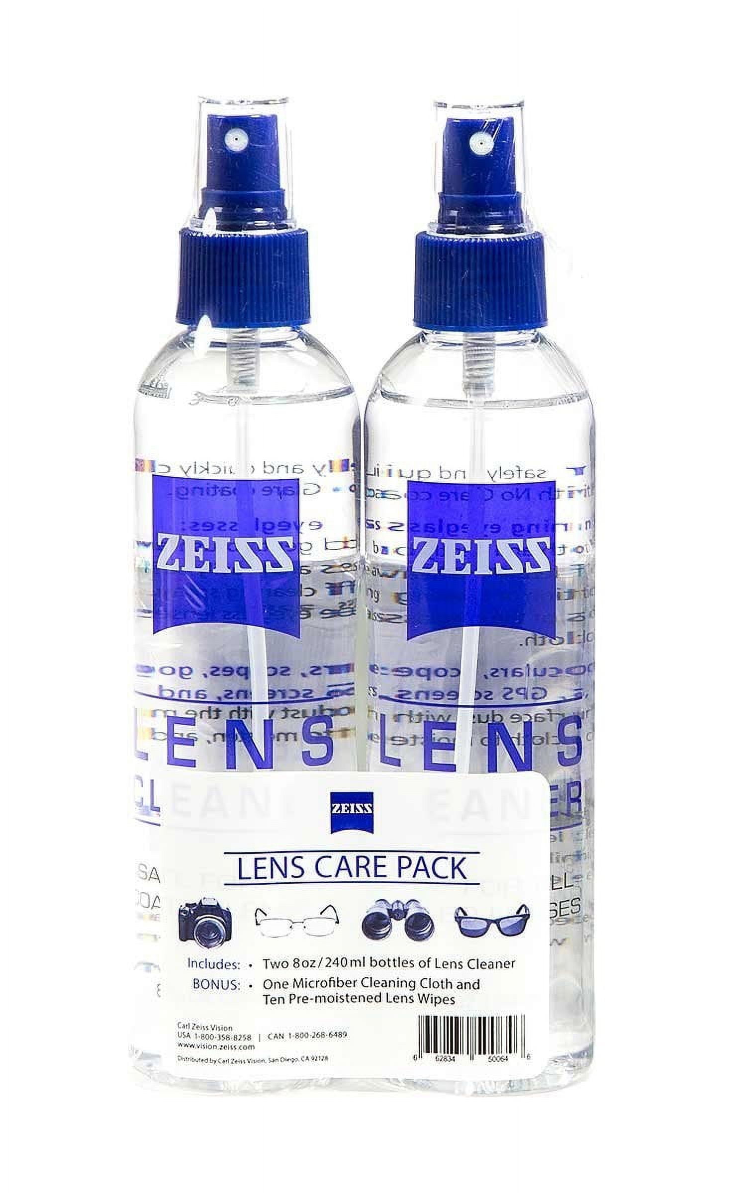 Zeiss Lens Care Pack - 2 x 8oz Bottles Cleaner, Microfiber Cloth, 10x ...