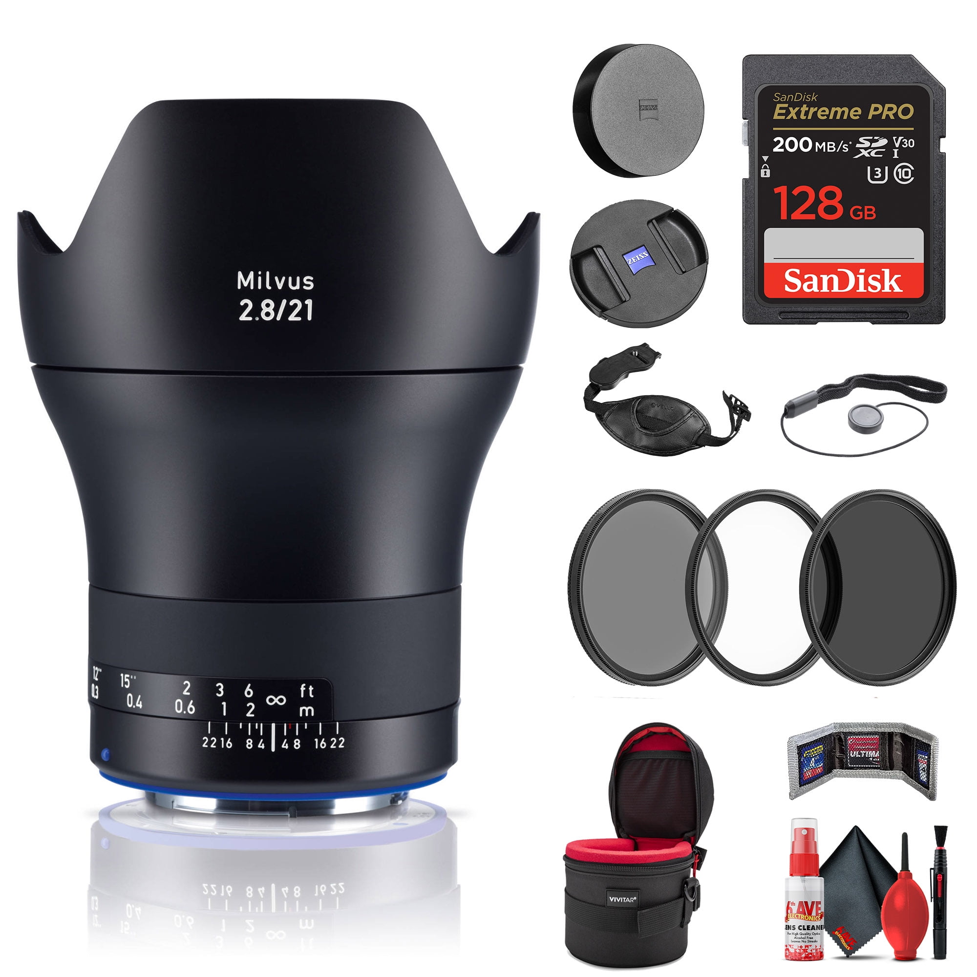 Zeiss Milvus 21mm F/2.8 ZE Lens for Canon EF (2096-549) + 128GB Extreme ...