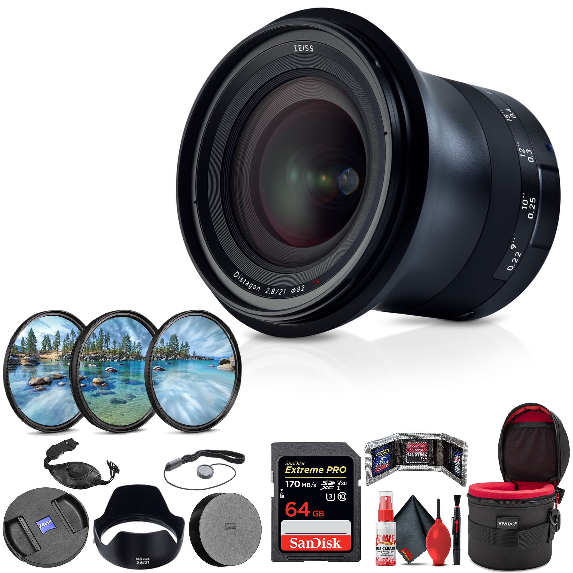 Zeiss Milvus 21mm F/2.8 ZE Lens for Canon EF (2096-549) + 64GB Extreme ...