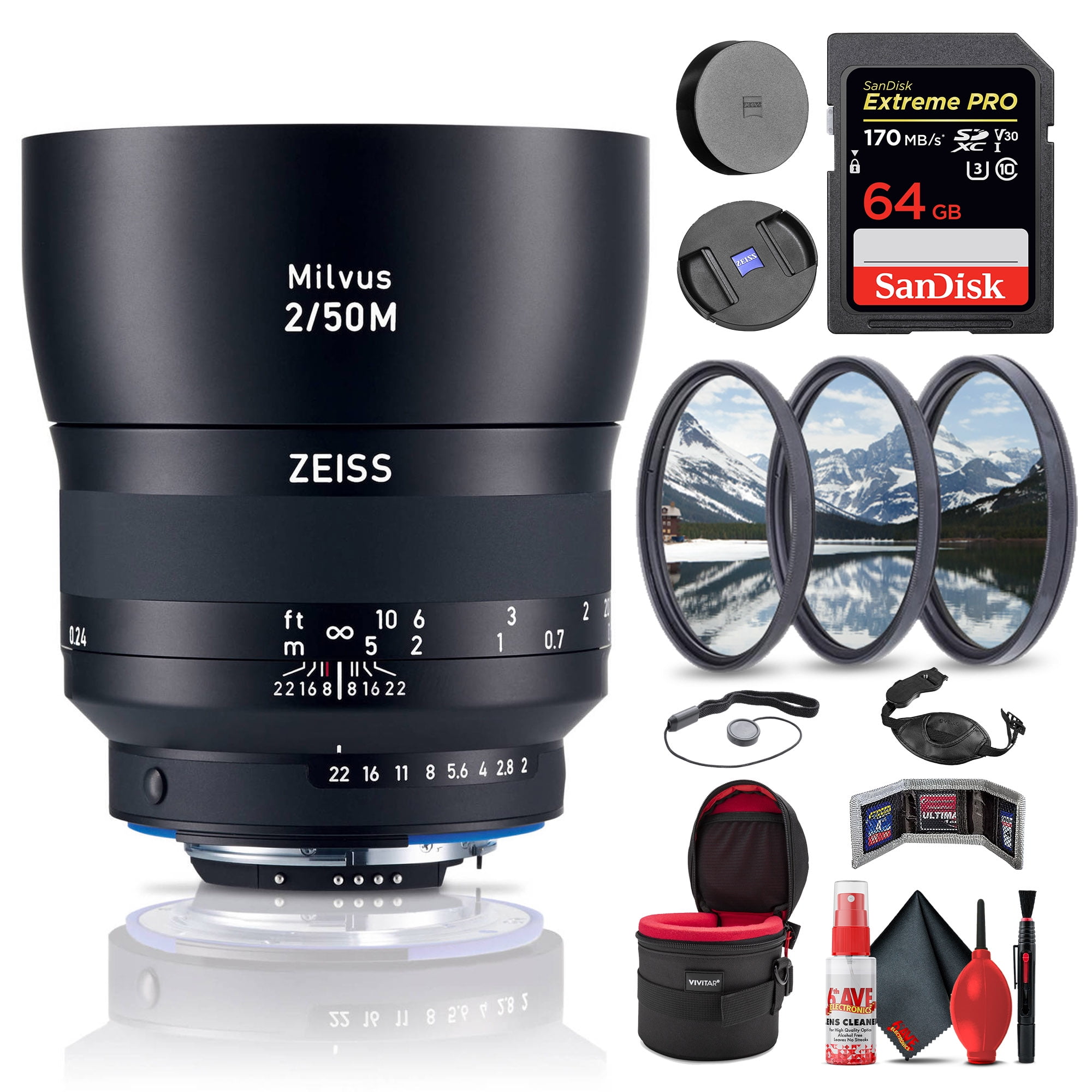 Zeiss Milvus 50mm F/2M ZF.2 Lens for Nikon F (2096-558) + 64GB Extreme ...