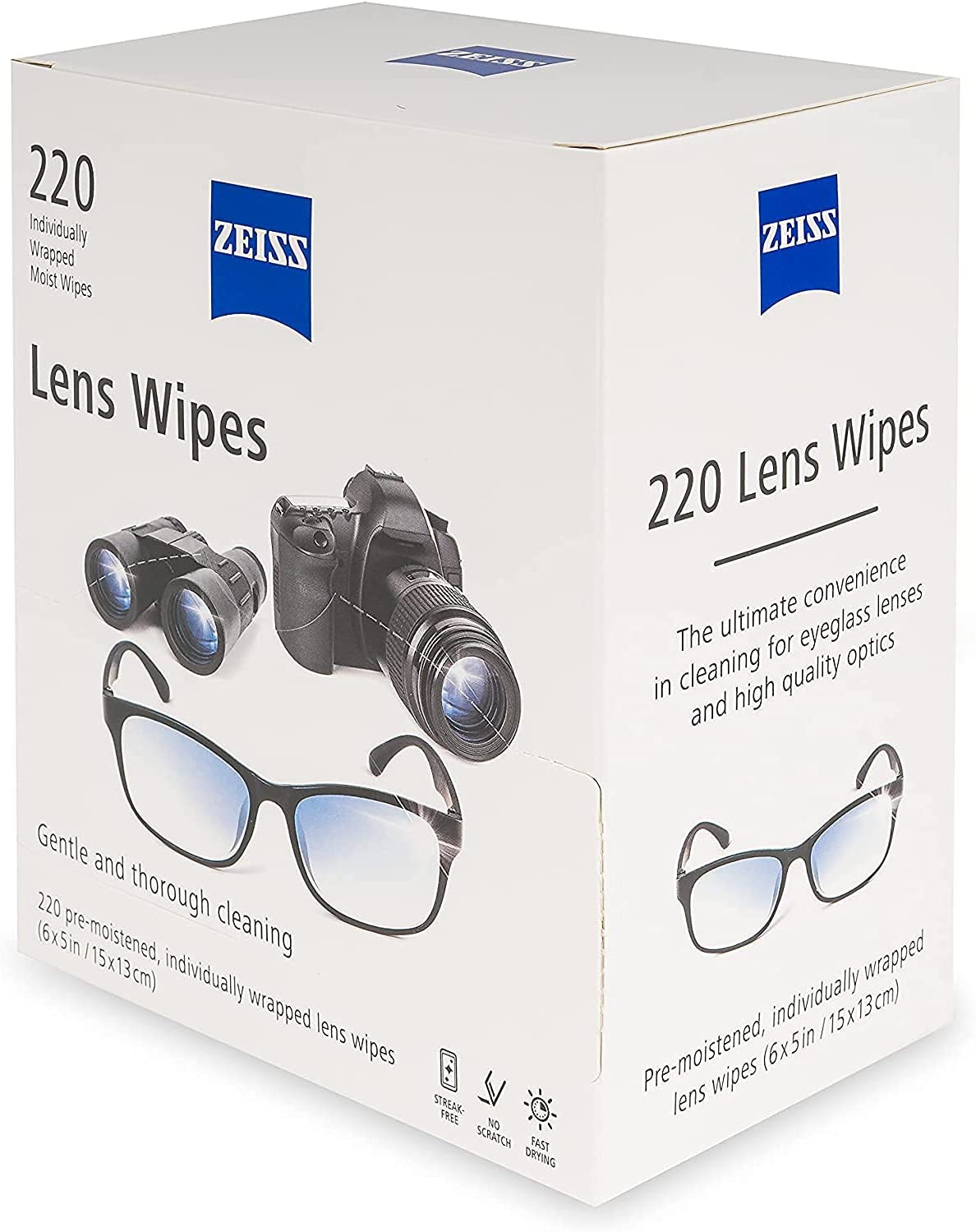 Zeiss Pre-Moistened Lens Cleaning Wipes, 220 Count (Pack of 12 ...