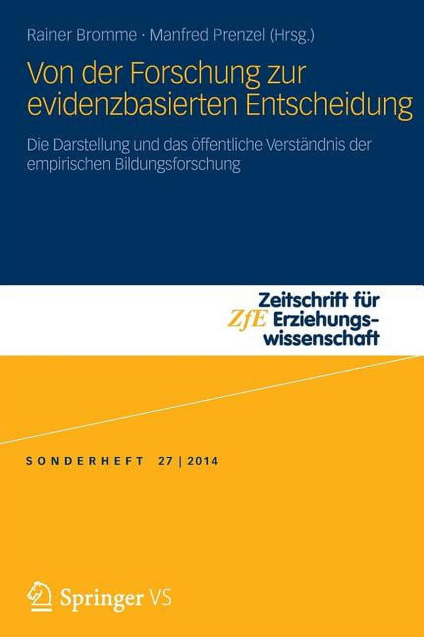 Zeitschrift Für Erziehungswissenschaft - Sonderheft: Von Der Forschung Zur Evidenzbasierten ...