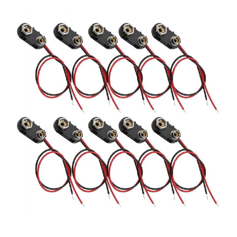 Zeiwohndc 10 Pcs 9V Battery Connector Battery Snap Connectors 9 Volt ...