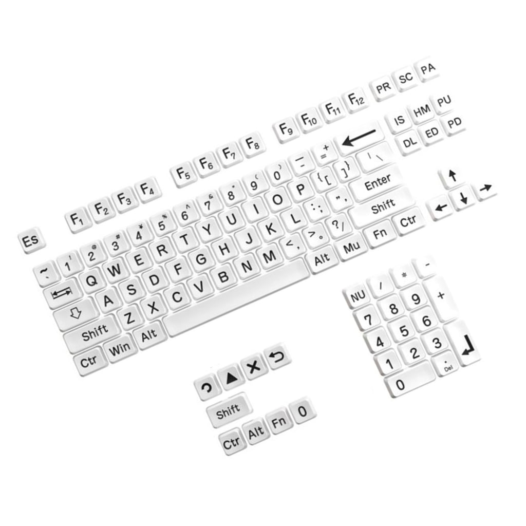 Zeiwohndc 113 Key XDA Profile Large Font Keycaps Simple Black White ...