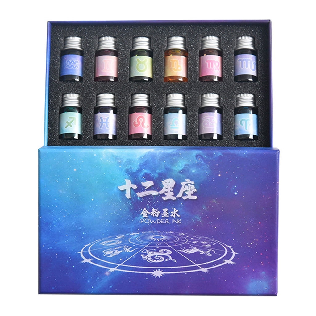 Zeiwohndc 12 Colors Dip Pen Ink Set Fountain Pen Ink Non-Carbon Colored ...