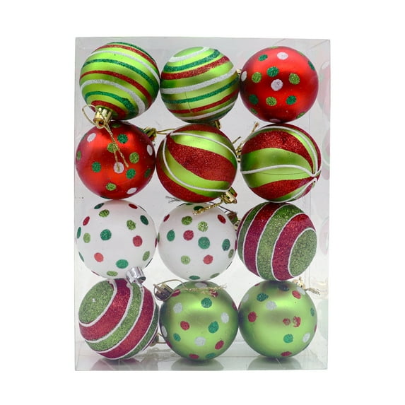 Zeiwohndc 12-Piece Christmas Ornament Set - Shatterproof Plastic Ball ...