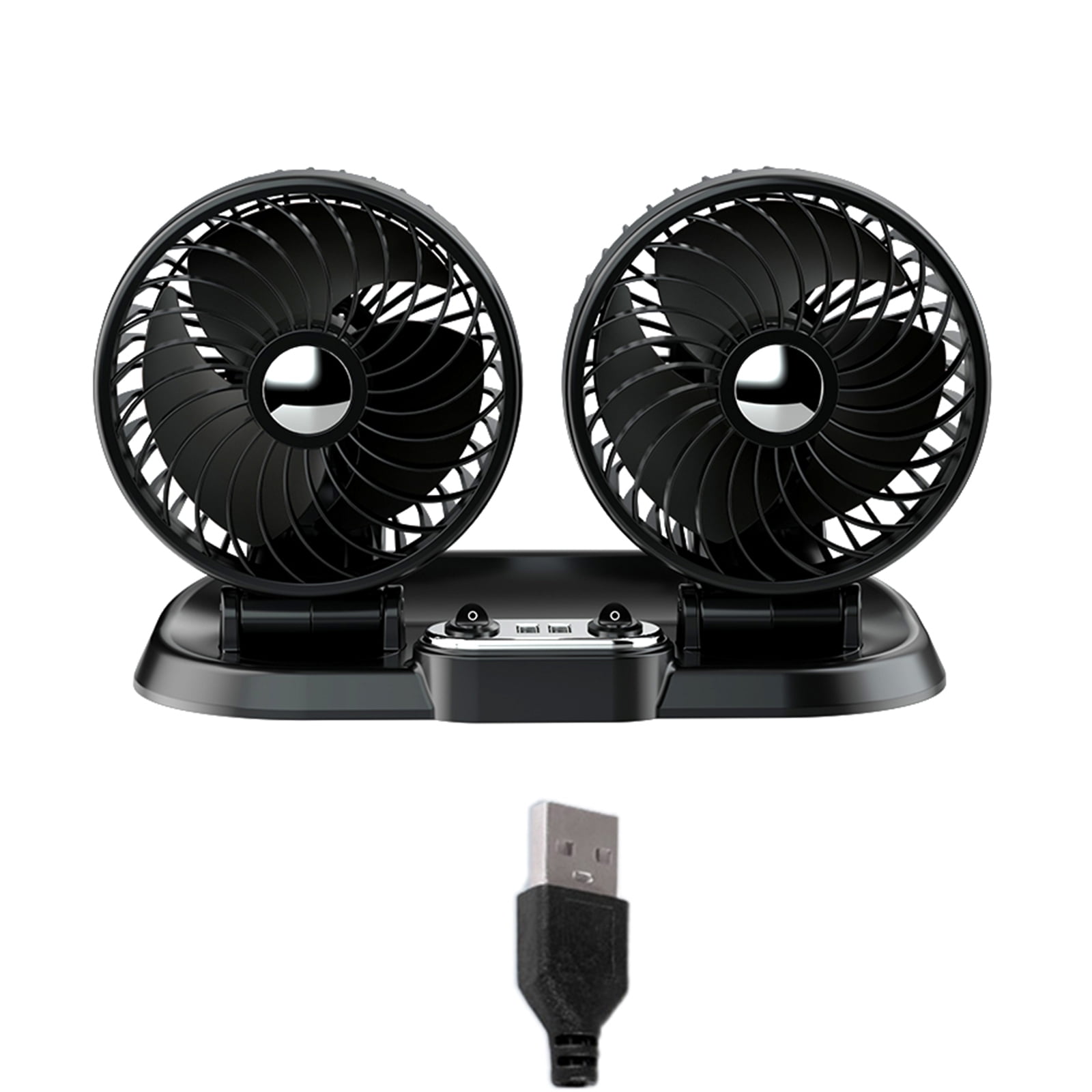 Zeiwohndc 2 Speed Vehicle Fan USB 5V 12V 24V Double for Head 360° Car ...