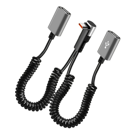 Zeiwohndc 2 in 1 Elbow Retracted Spring USB C Split Cable 66W Fast ...