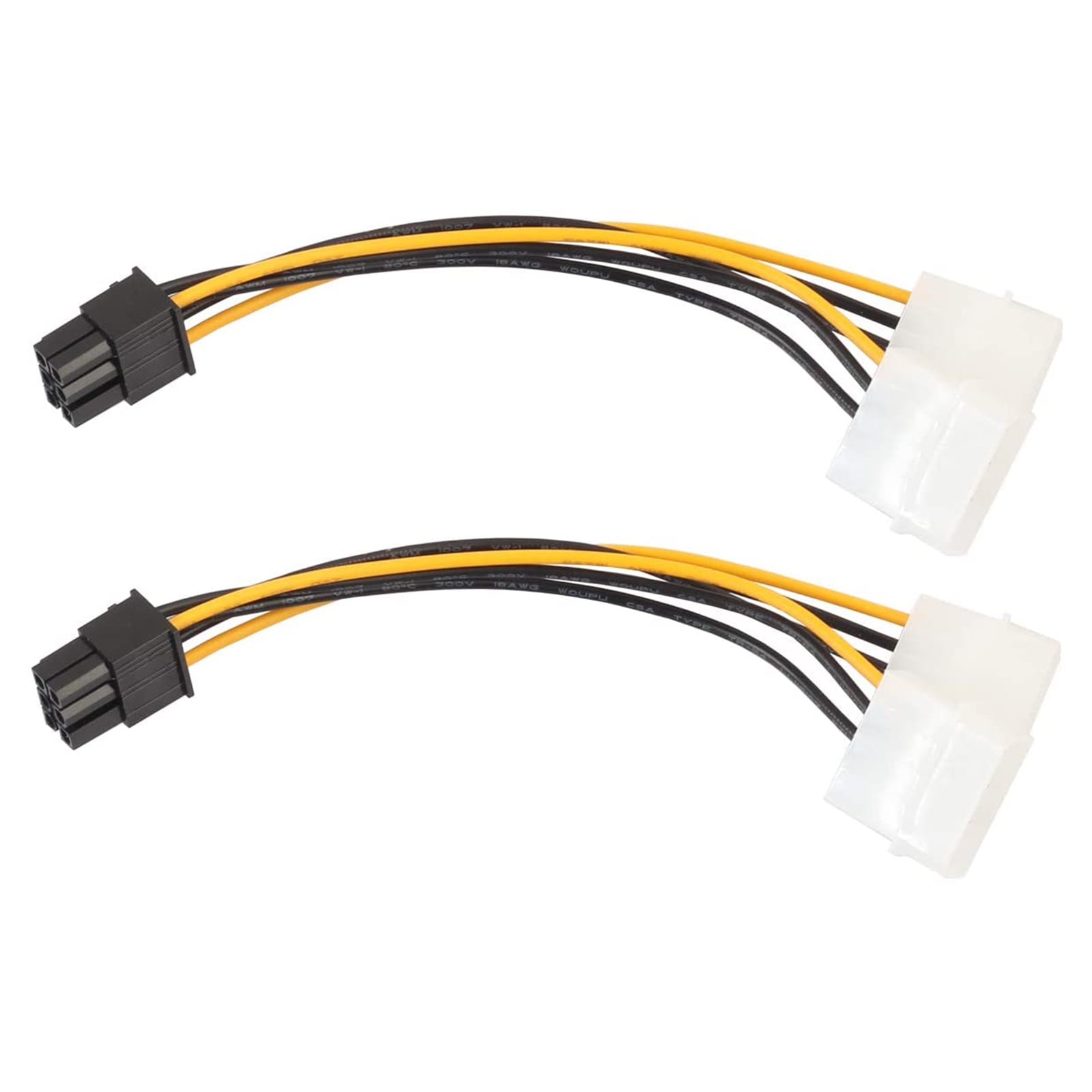 Zeiwohndc 2Pcs/Set Dual Molex 4-Pin to One PCI-E 6-Pin Power Connector ...