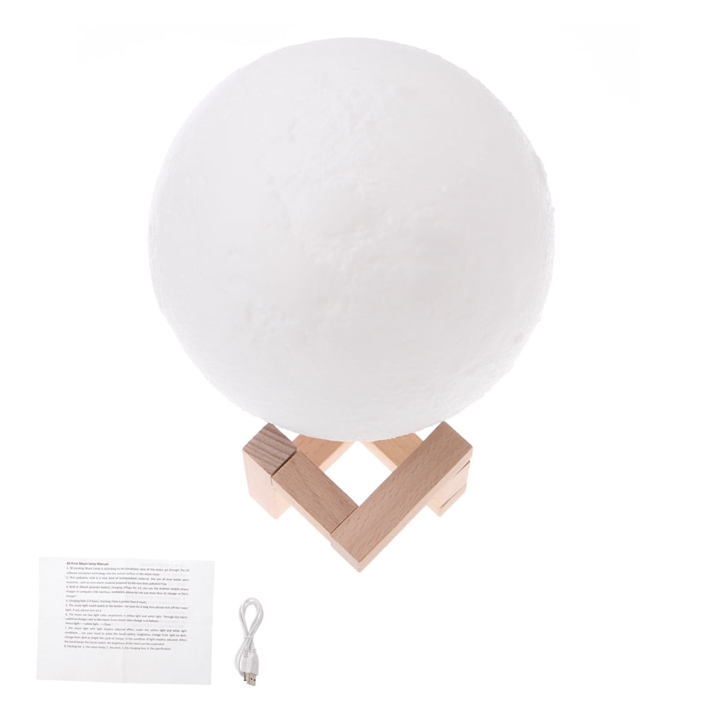 Zeiwohndc 3D Magical LED Luna Night Light Moon Lamp Desk USB Charging ...