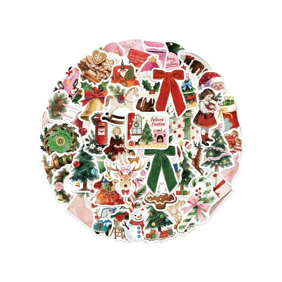 Zeiwohndc 50 Sheets Christmas Party Sticker PVC Safe Materials Easy ...