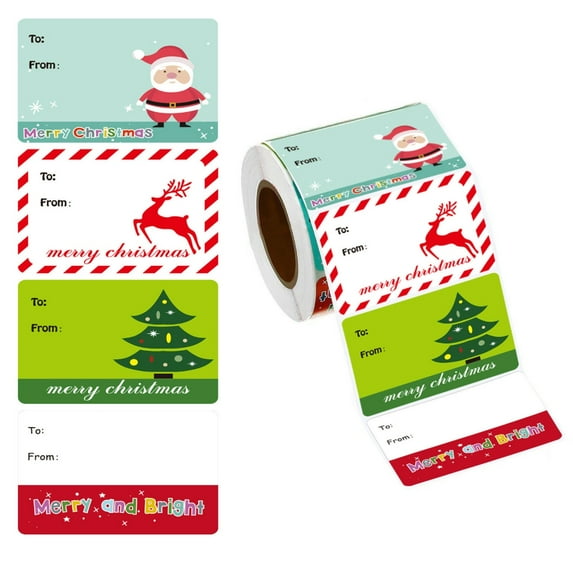 Zeiwohndc 500Pcs Christmas Sticker Adhesive Wrapping Labels 5x3.8cm ...
