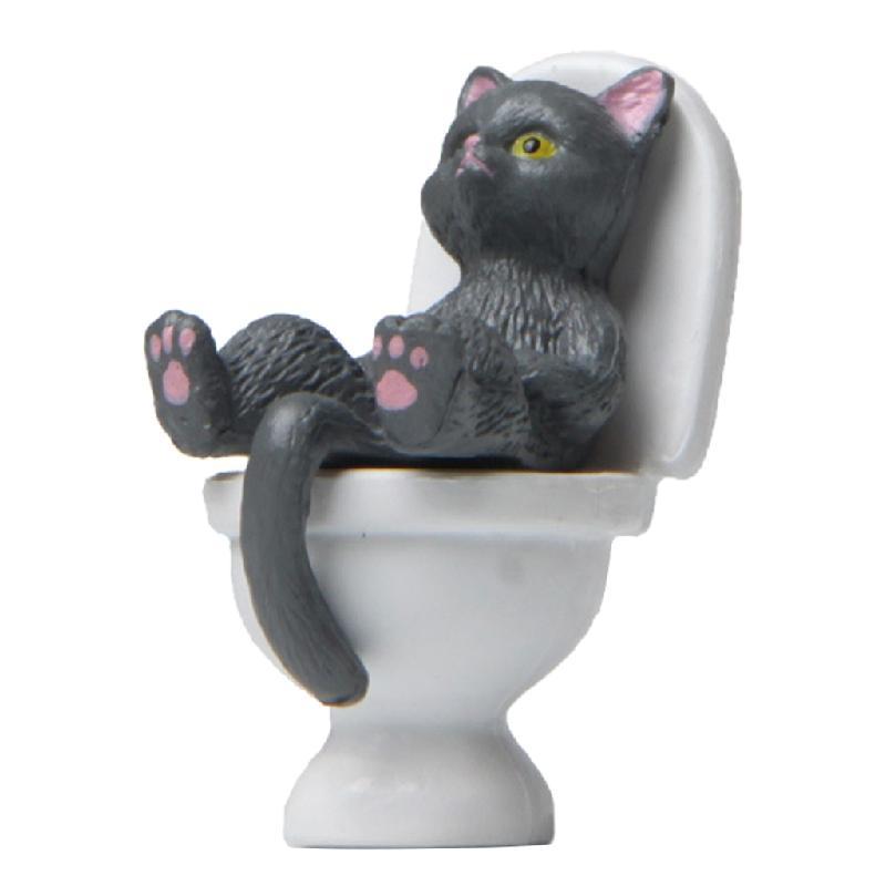 Zeiwohndc Cat Figurine Sculpture Toilet Sitting Cats Statue Resin ...