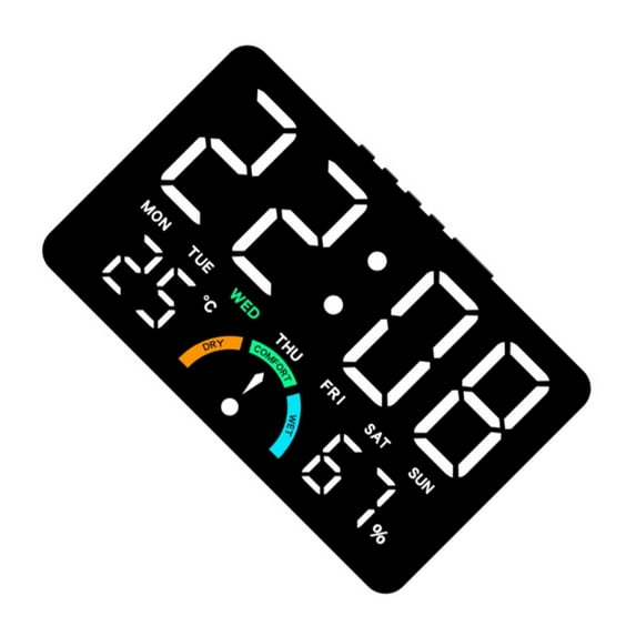Zeiwohndc Compact Digital Clock with Temperature Humidity Sensors LED ...