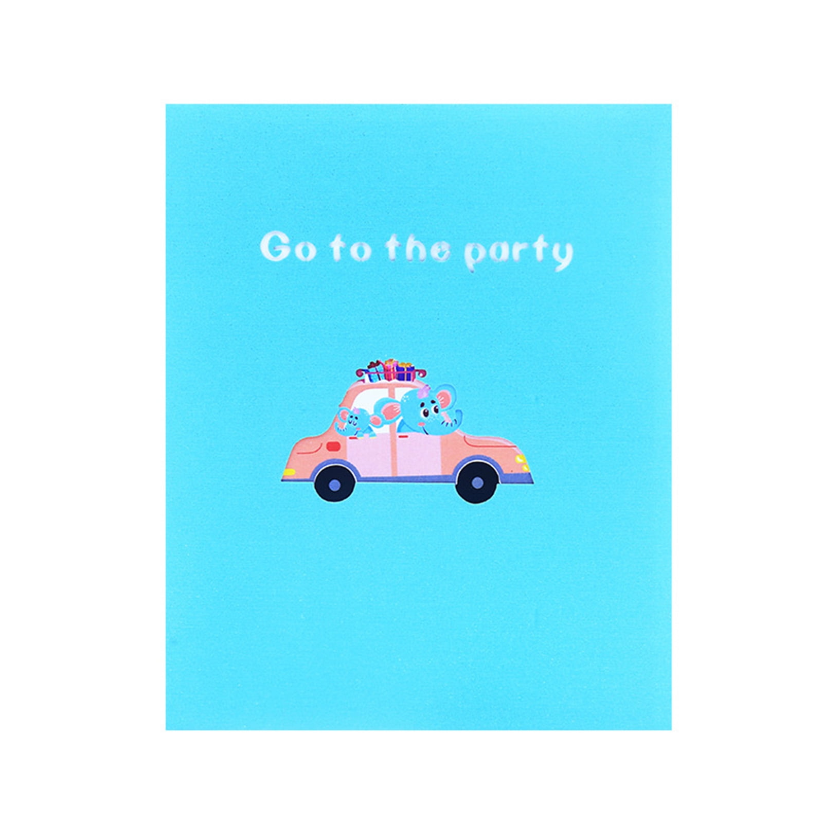 Zeiwohndc for Creative 3D Pop-Up Card Cartoon Elephant Car Handmade ...