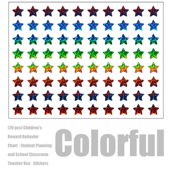 Zeiwohndc Glittering Adhesive Star Sticker Kid Motivational Sticker for ...