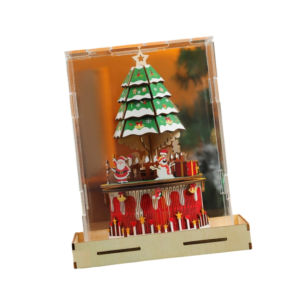 Zeiwohndc Handmade Christmas Wooden Music Box Model Creative Holiday ...