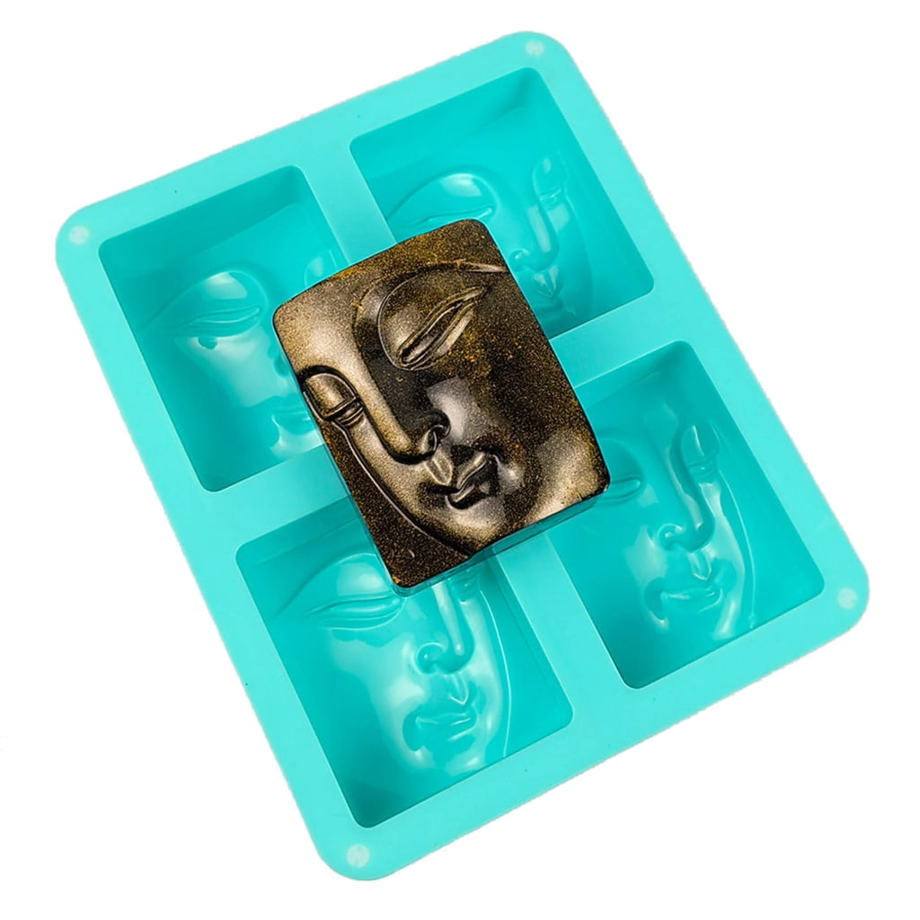 Zeiwohndc Human Face Soap Mould 4 Hole Buddhas Portrait Silicone Molds ...
