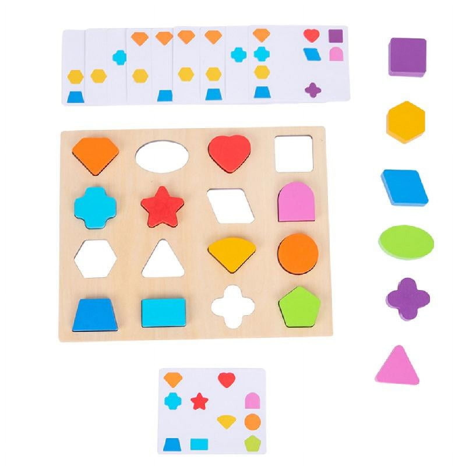 Zeiwohndc Kids Wooden Toy Color Shape Pairing Learning Puzzle Board ...