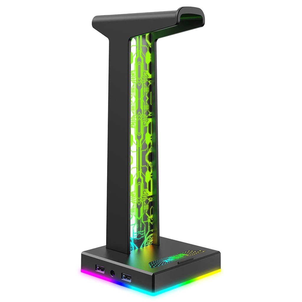 Zeiwohndc LED Headphone Stand with USB Charging Port Desk Gaming ...