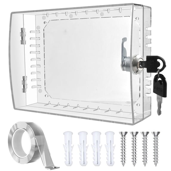 Zeiwohndc Large Clear Lockable Thermostat Cover Box Keyed Access for ...
