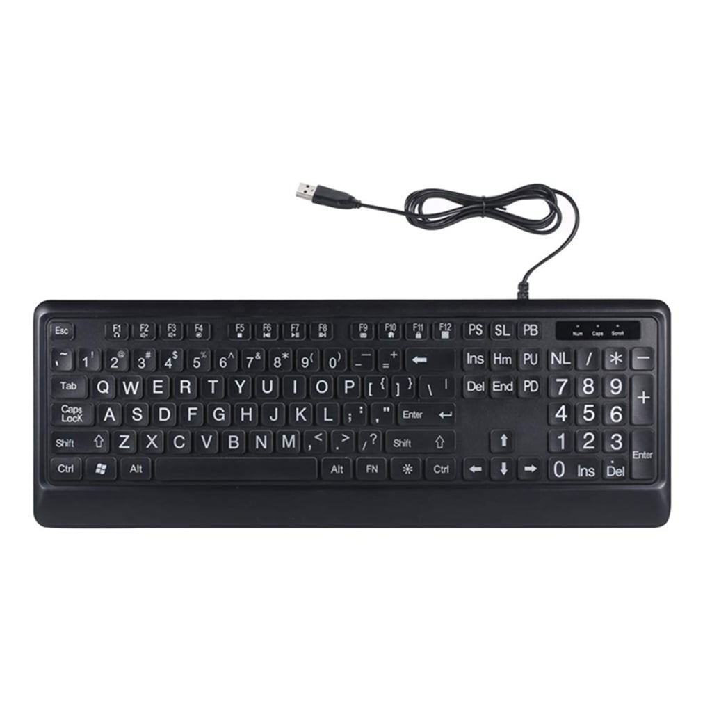 Zeiwohndc Large Print Computer Keyboard USB LED Backlit Keyboard Easy ...