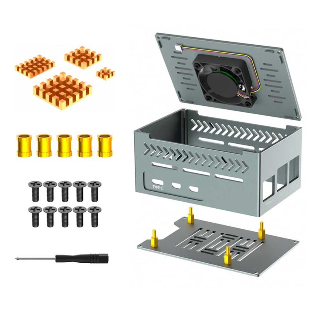 Zeiwohndc Lightweight Aluminum Enclosure Case for RPi 5 Cooling PCIe ...